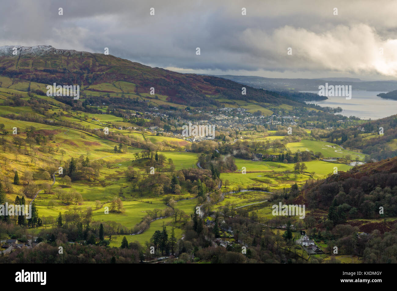 An aerial view of Ambleside from Nab Scar Stock Photo - Alamy