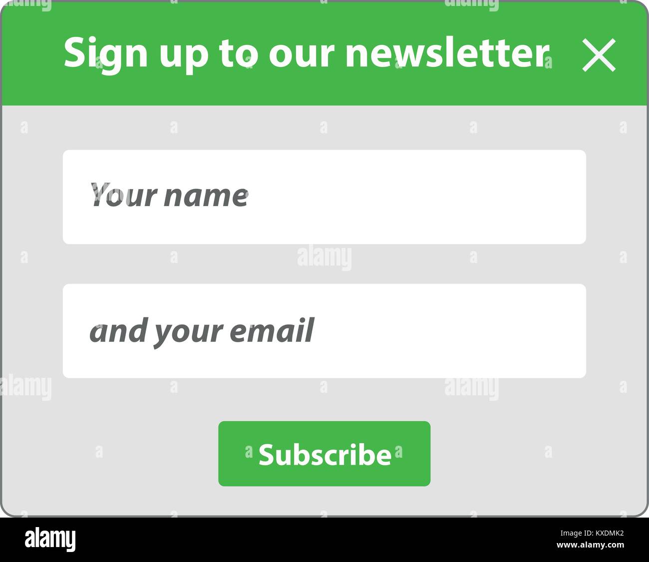 The subscription window Stock Vector Image & Art - Alamy