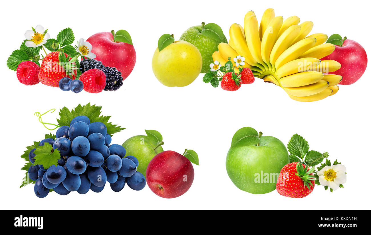 Collection of fruits isolated on white background Stock Photo - Alamy