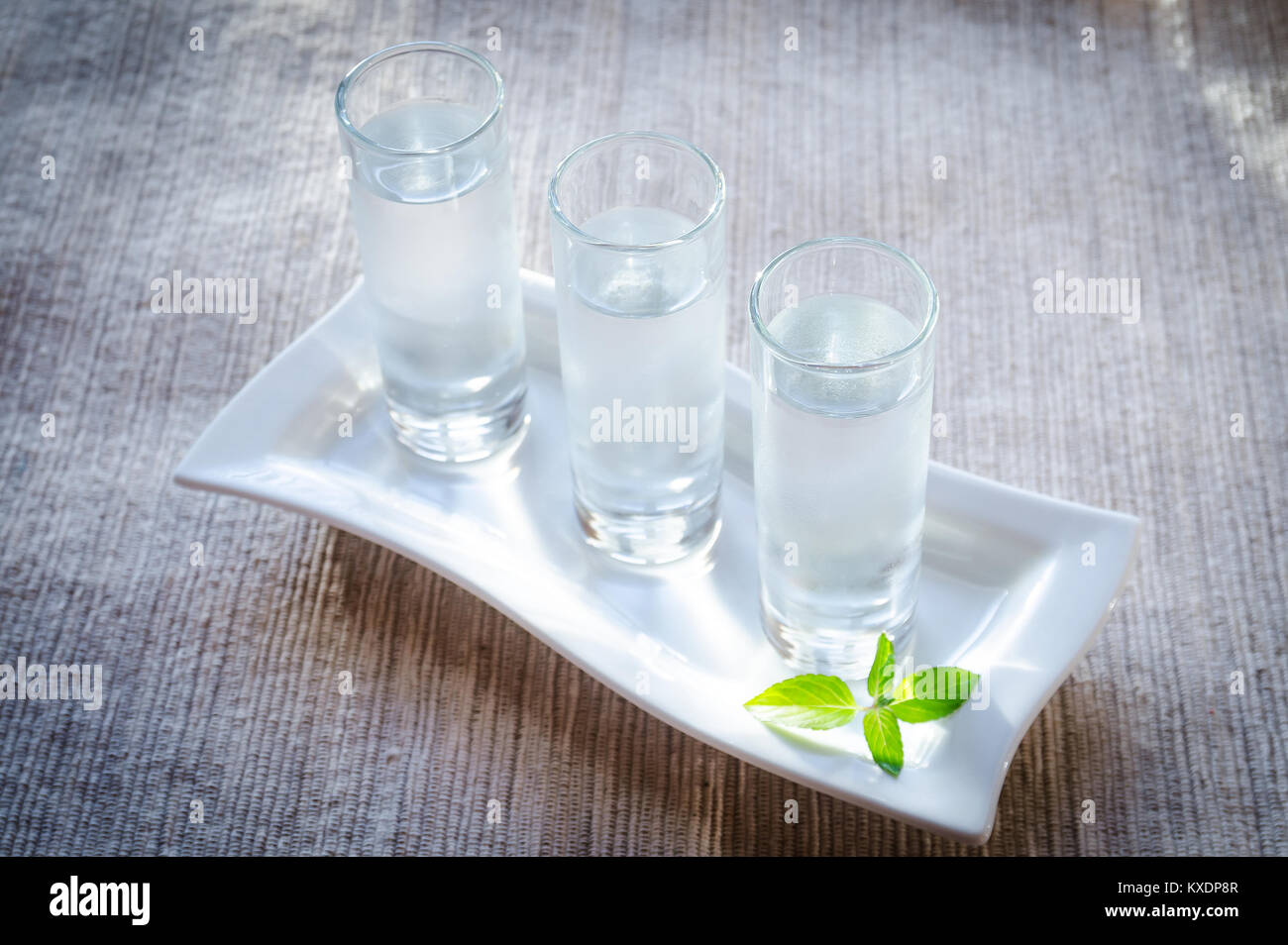Glasses of vodka Stock Photo - Alamy