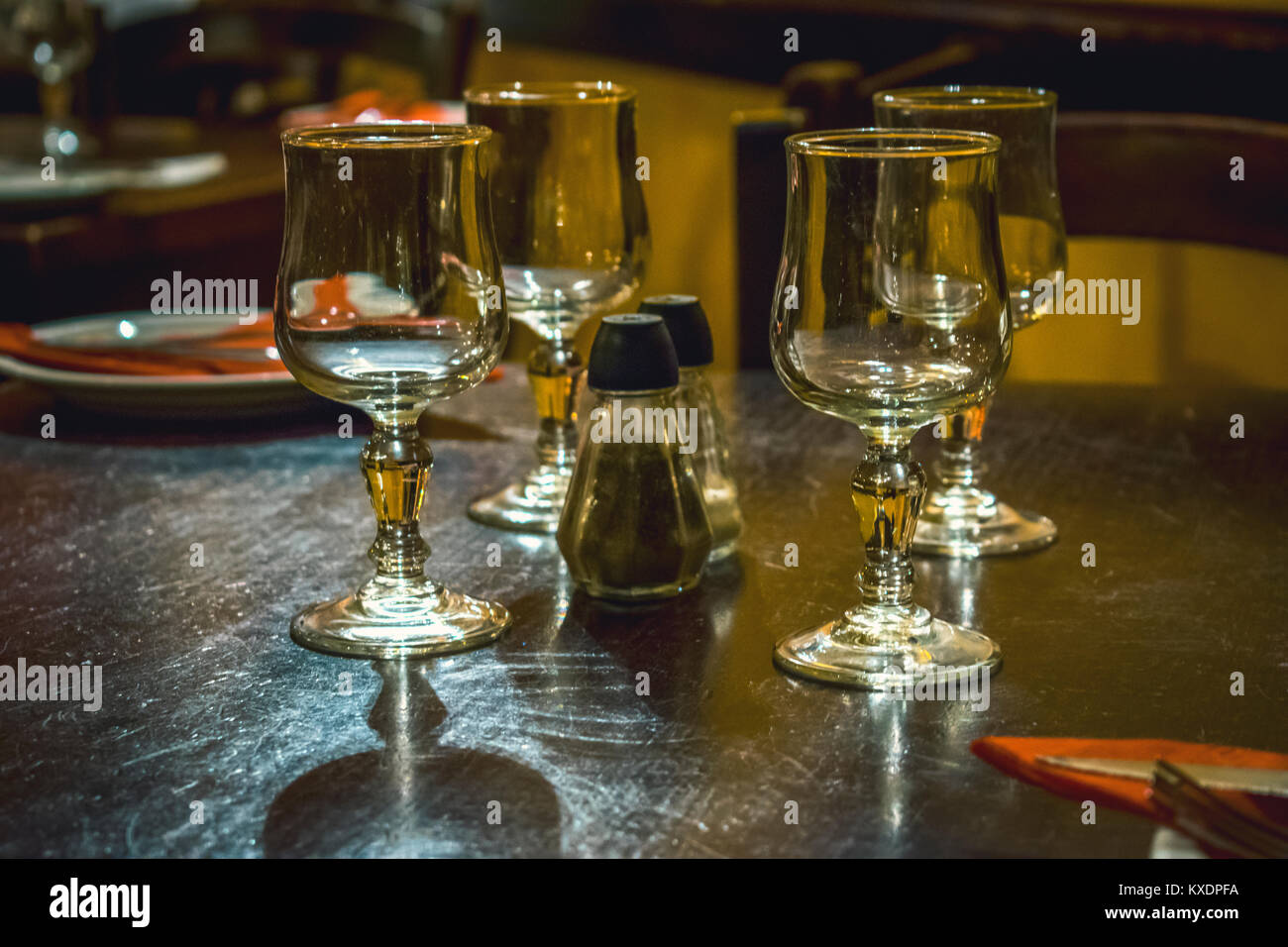 traditional glasses arrangement in Maltese tavern Stock Photo - Alamy