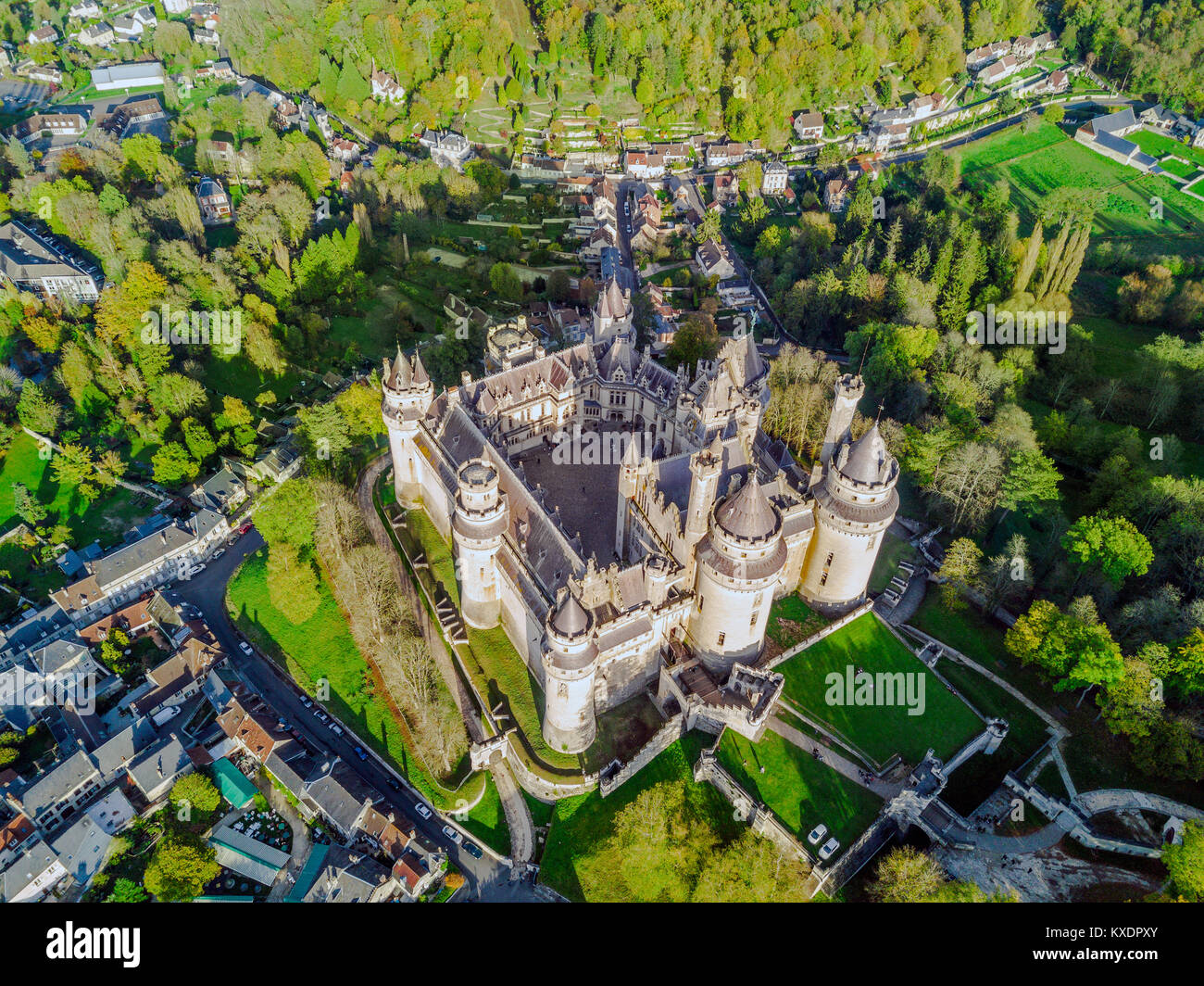 Castle, aerial shot, Pierrefonds, France Stock Photo - Alamy