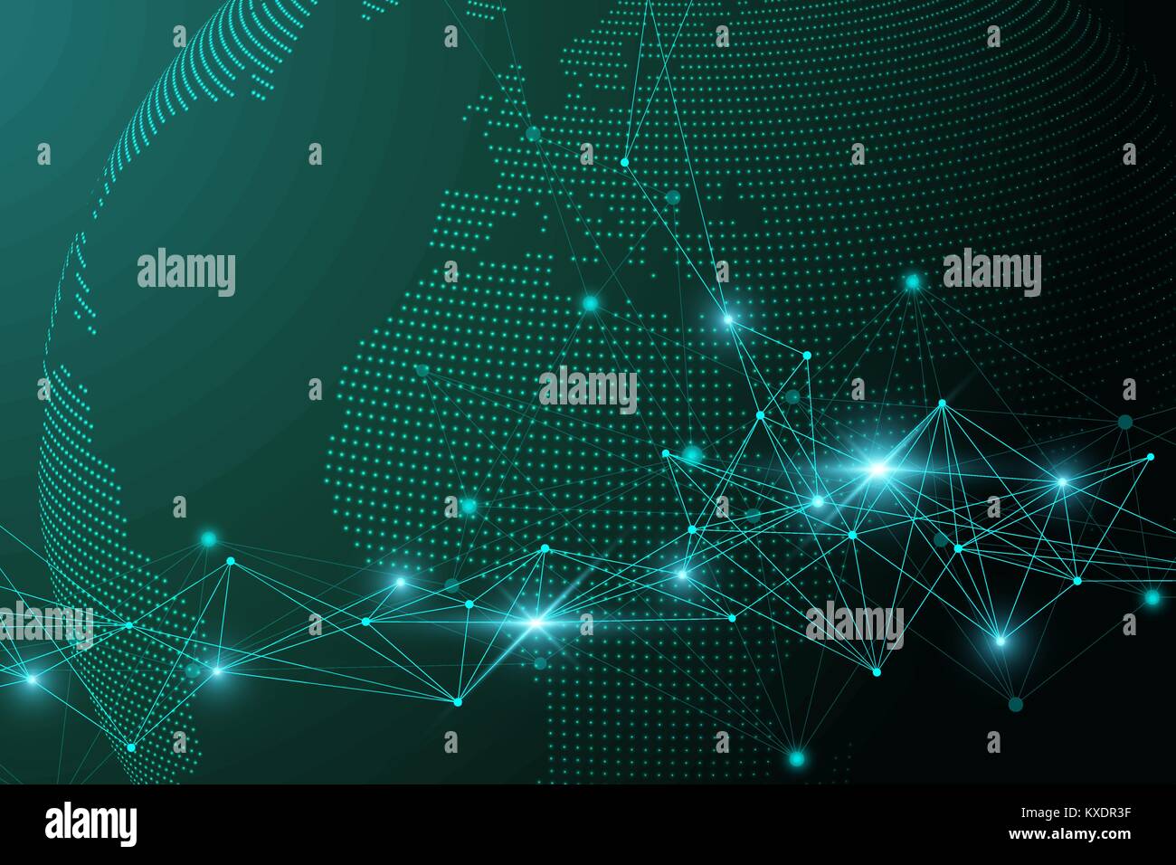 Global network connection. Network and big data exchange over planet ...