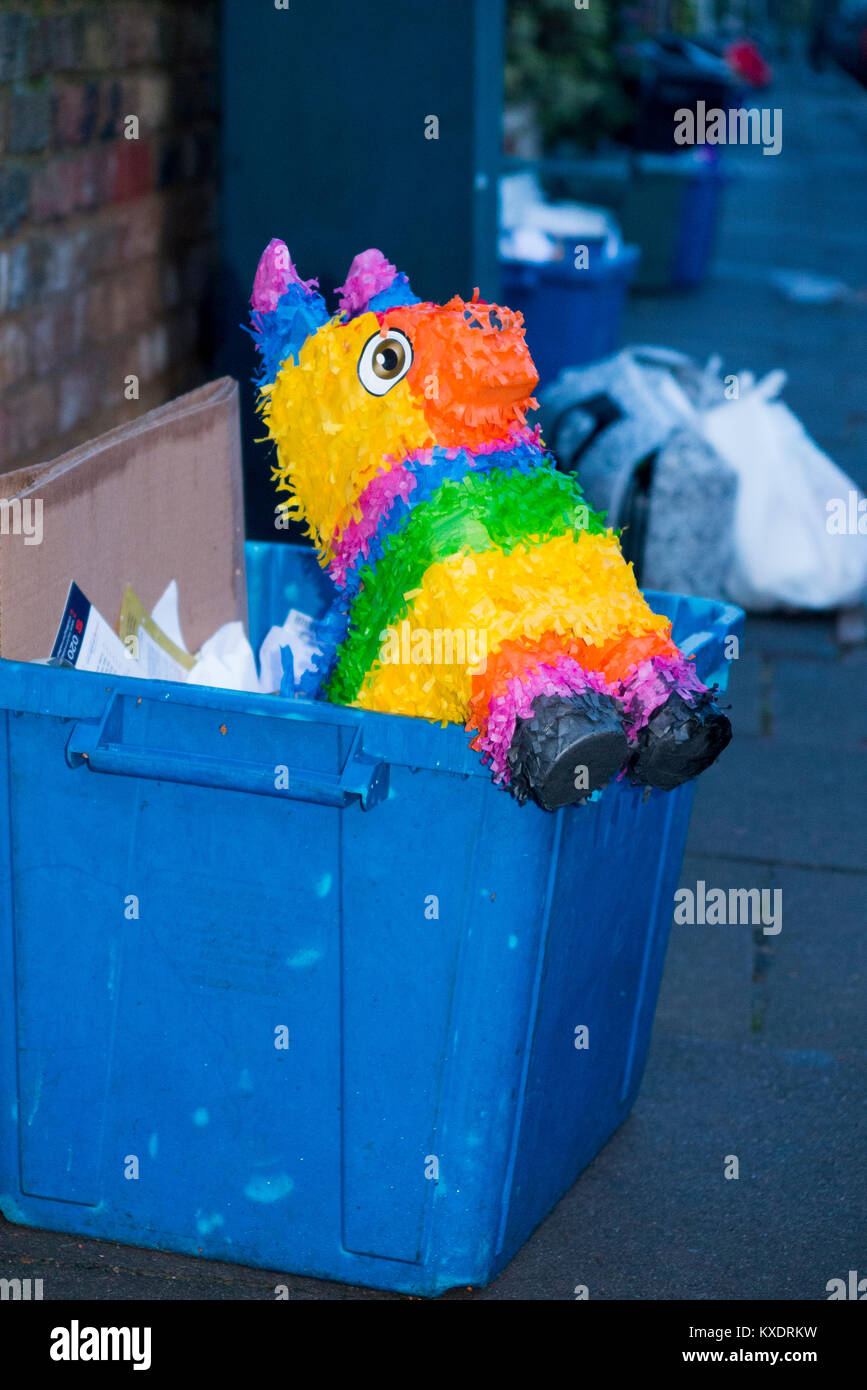 Paper collection recycling box filled with cardboard and papers ready ...