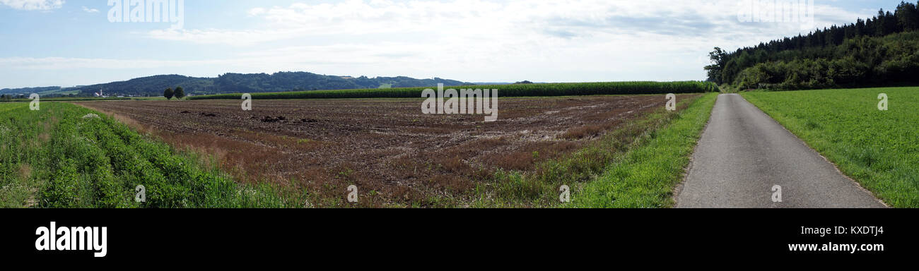 Panorama of fields and road in Germany Stock Photo - Alamy