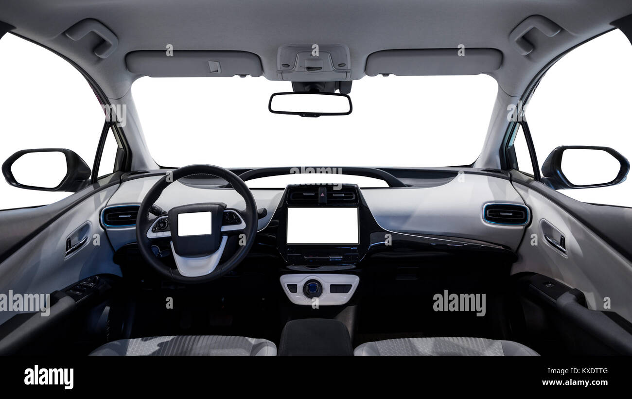 empty cockpit of vehicle and various displays Stock Photo - Alamy