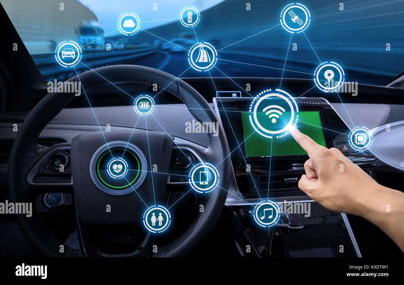 intelligent vehicle cockpit and wireless communication network concept ...