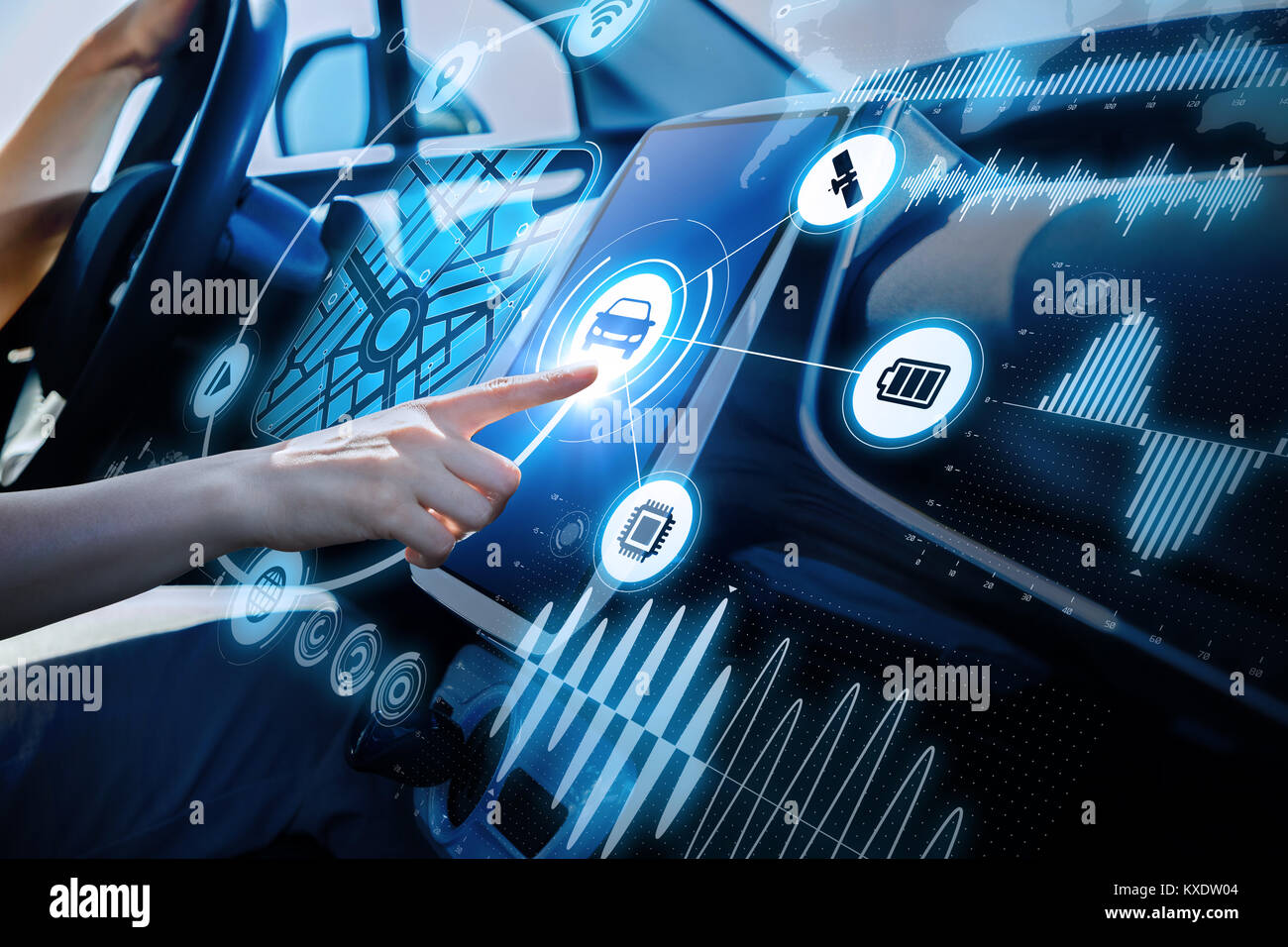 futuristic vehicle and graphical user interface(GUI). intelligent car ...