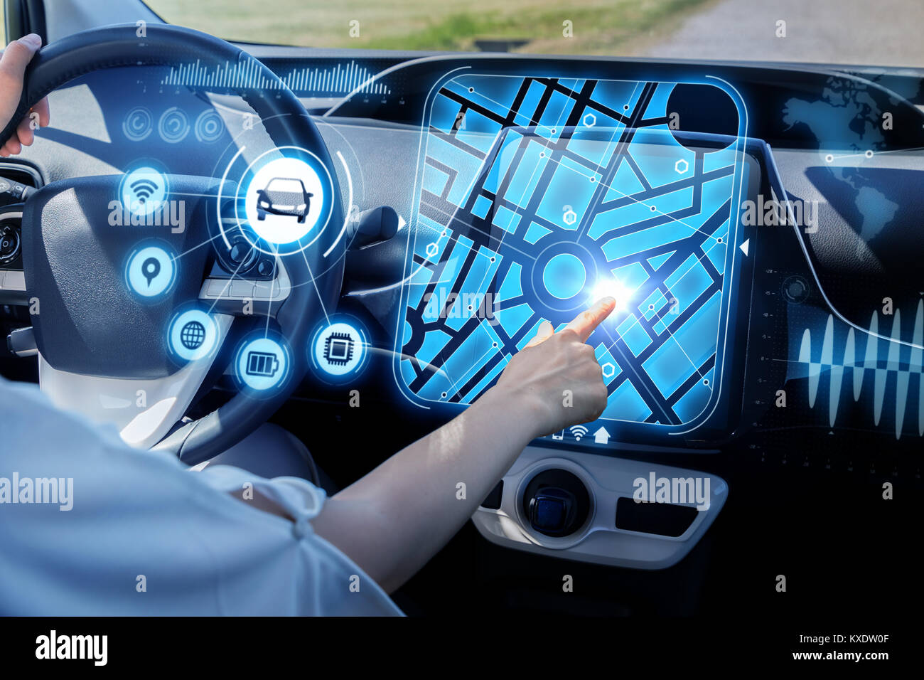 futuristic vehicle and graphical user interface(GUI). intelligent car ...