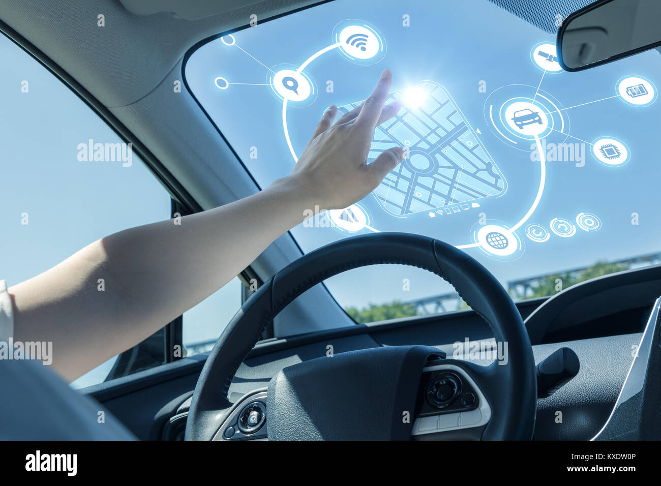 Heads up Display (HUD) of vehicle. Graphical User Interface (GUI ...