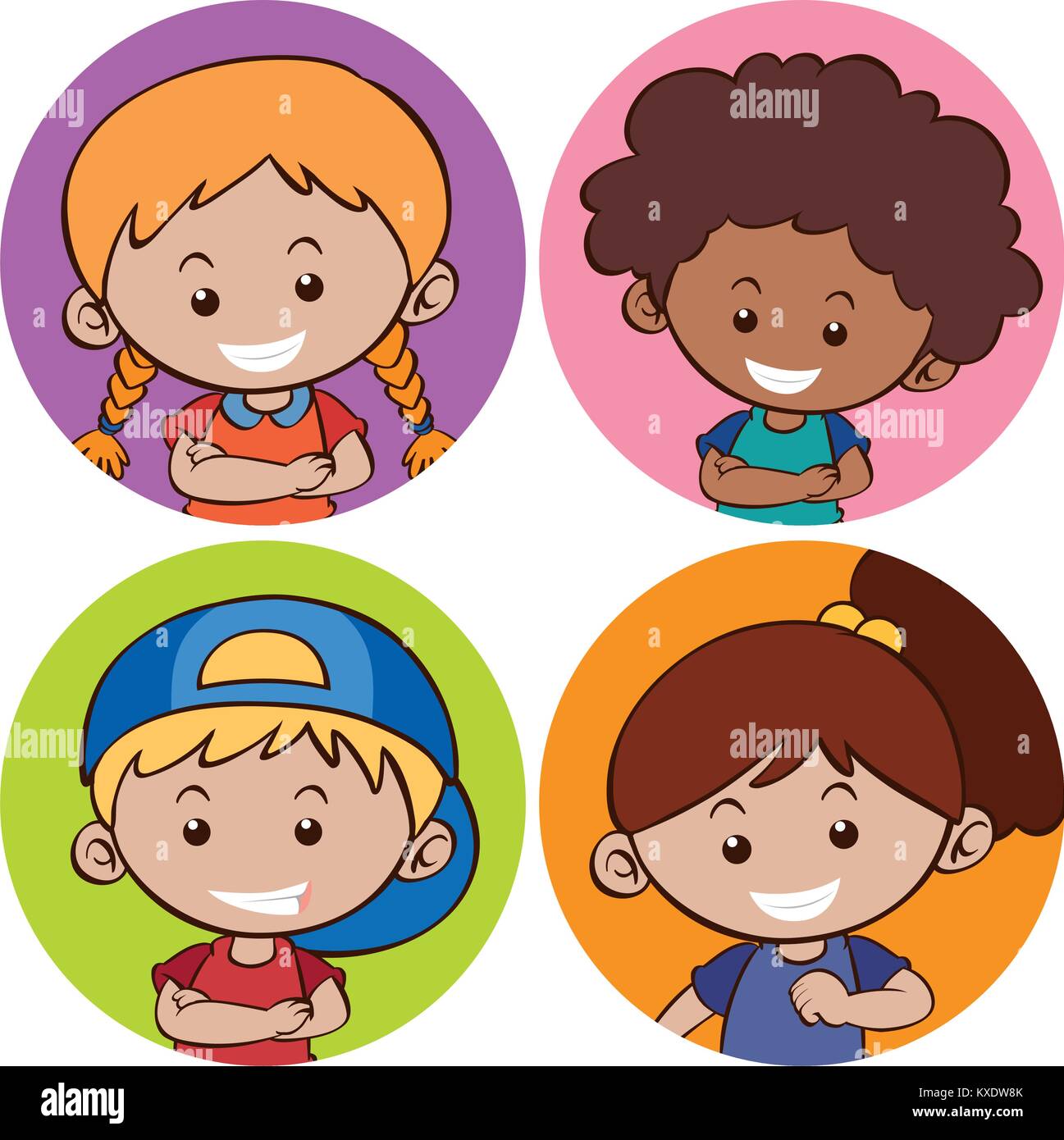 Sticker template with happy children illustration Stock Vector Image ...