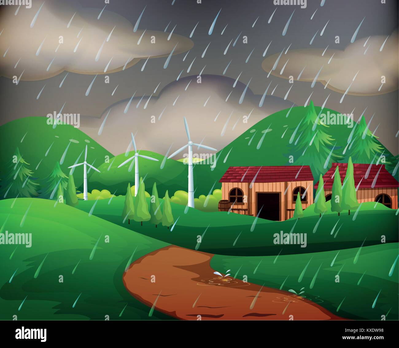 Rainy weather in the garden Stock Vector Images - Alamy