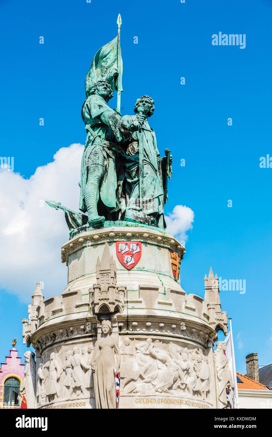Statue of Jan Breydel and Pieter de Coninck in the medieval city of ...