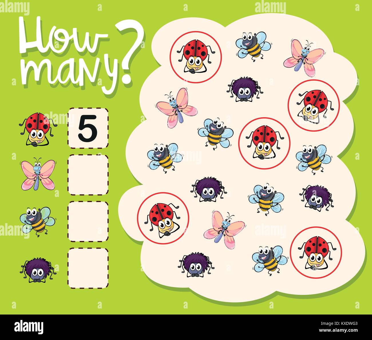 How many worksheet with many insects illustration Stock Vector Image ...