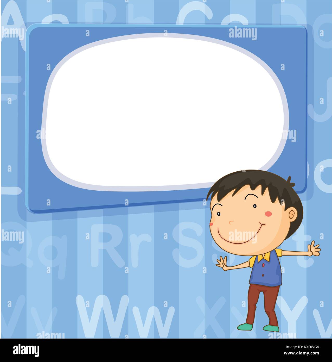 Border template with boy on blue background illustration Stock Vector ...