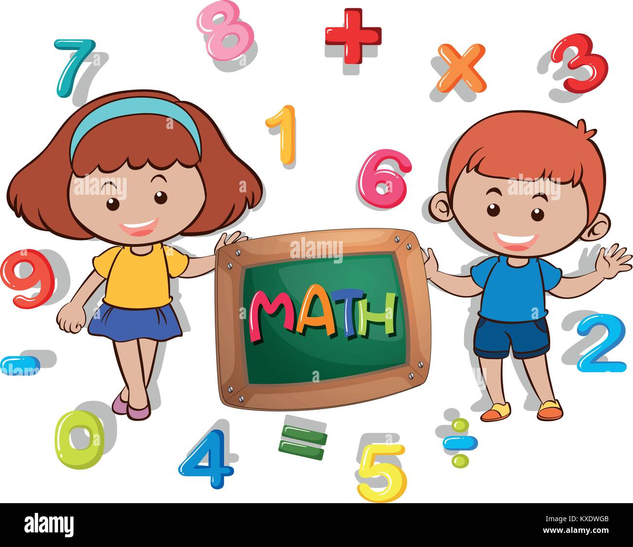 Boy and girl with many numbers illustration Stock Vector Image & Art ...