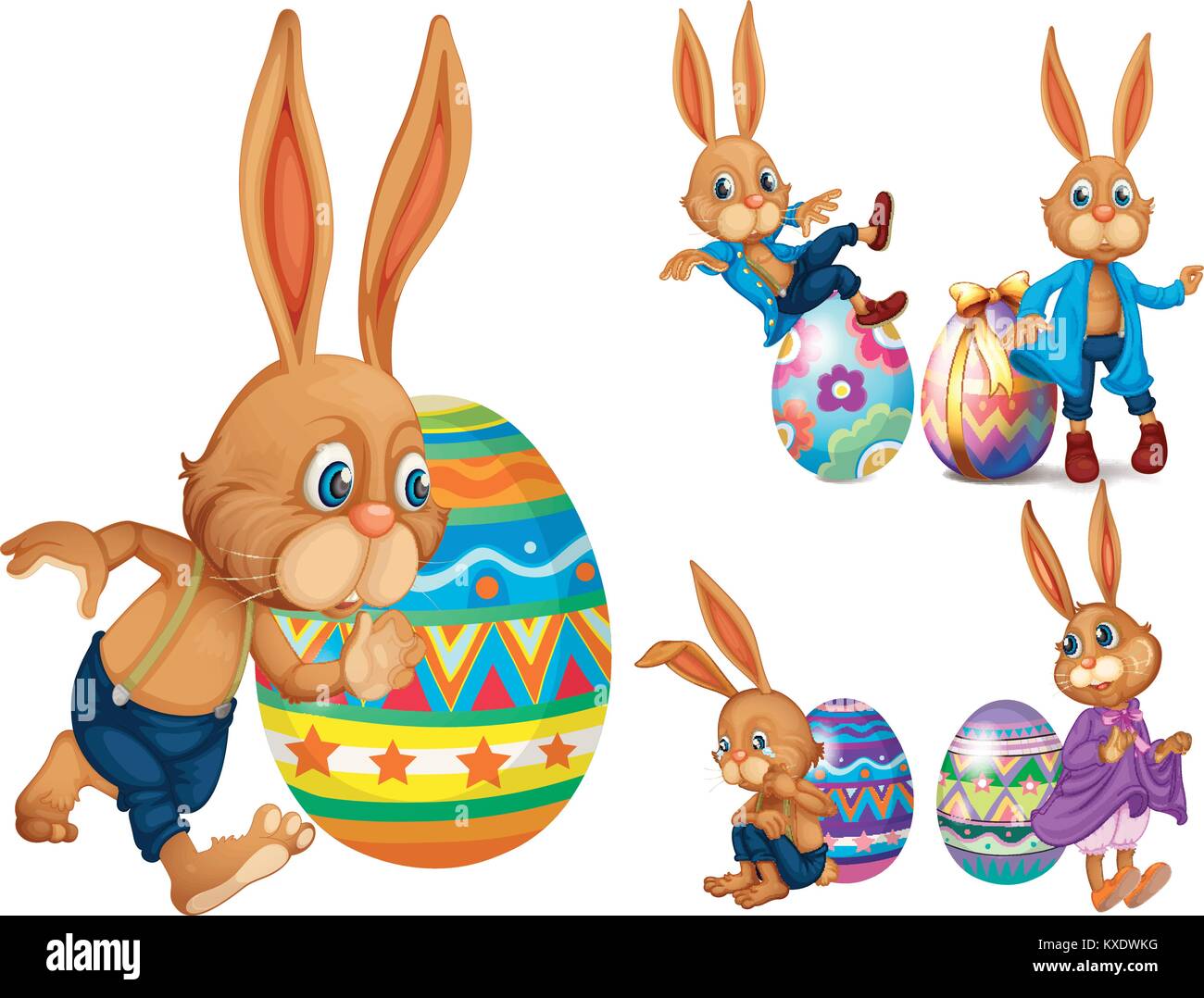 Brown rabbits and easter eggs illustration Stock Vector Image & Art - Alamy
