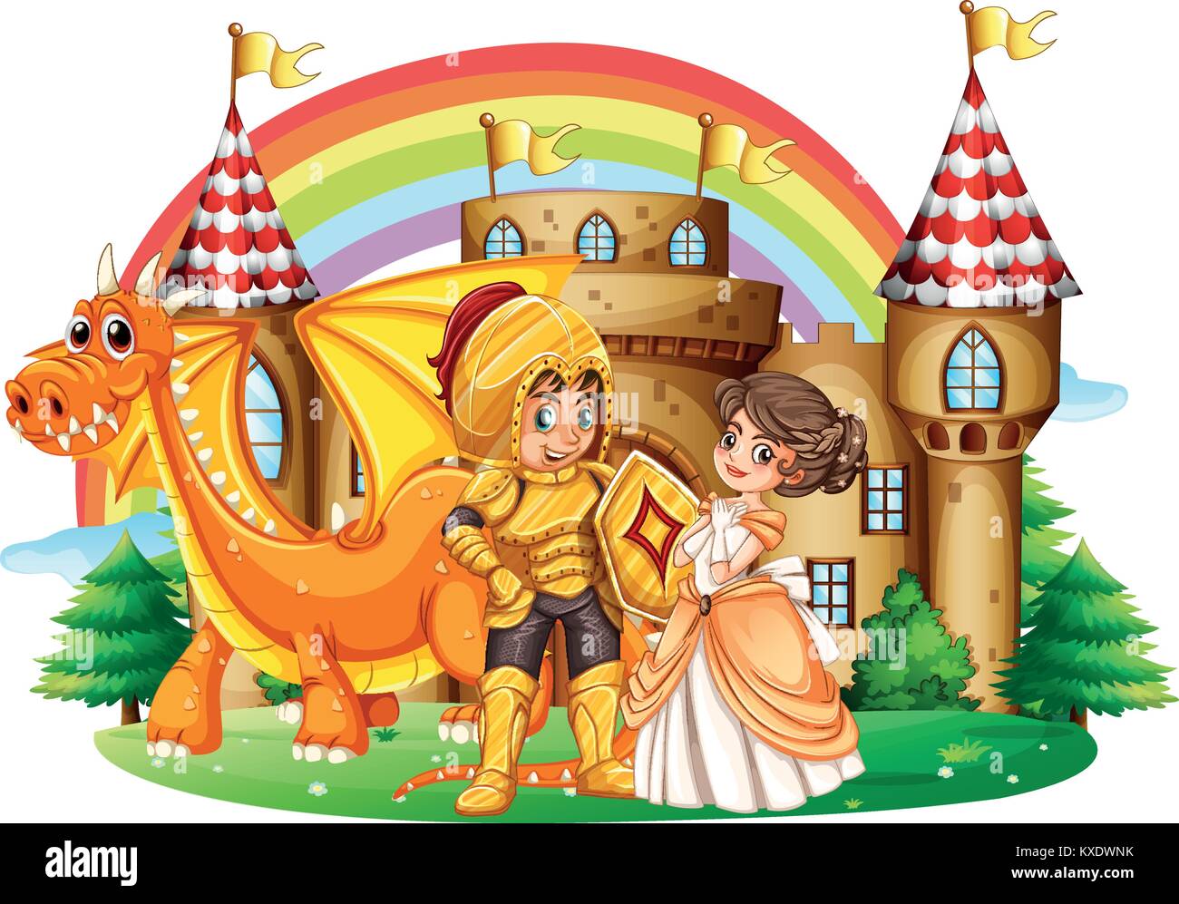 Knight and princess at the palace illustration Stock Vector Image & Art ...