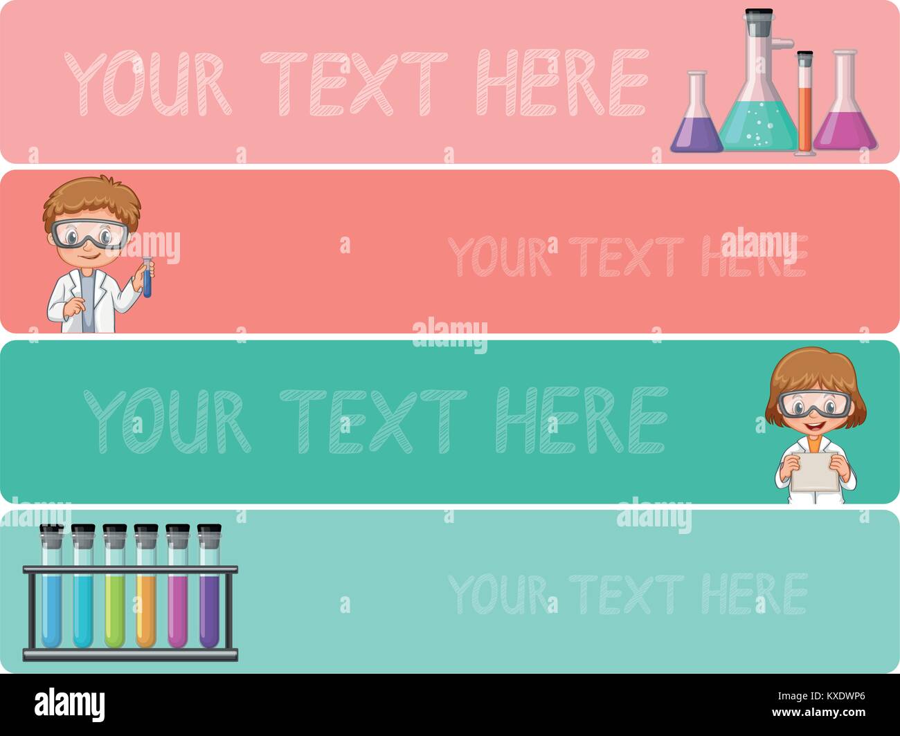Banner templates with kids in science lab illustration Stock Vector ...