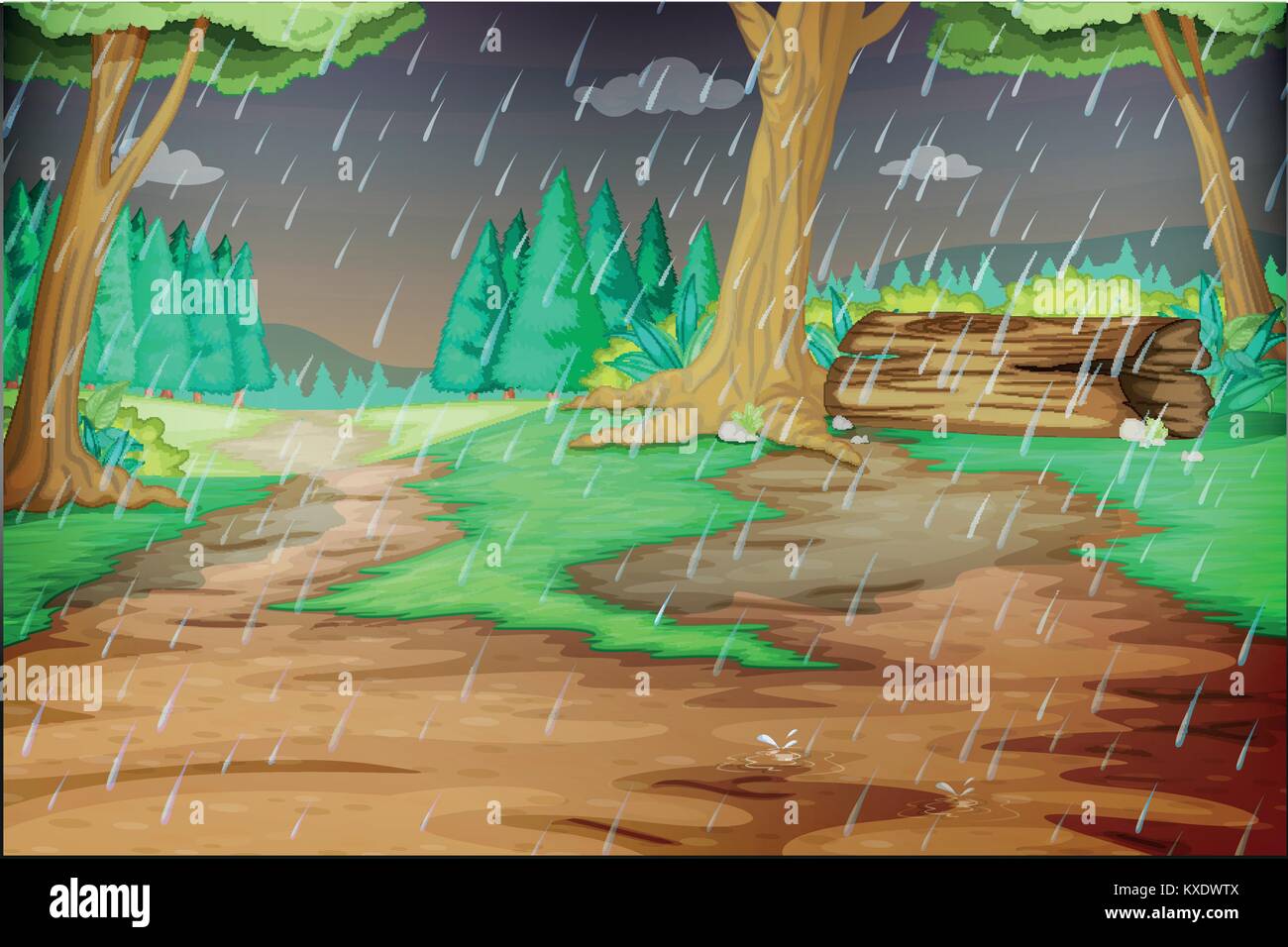 Park scene on rainy day illustration Stock Vector Image & Art - Alamy