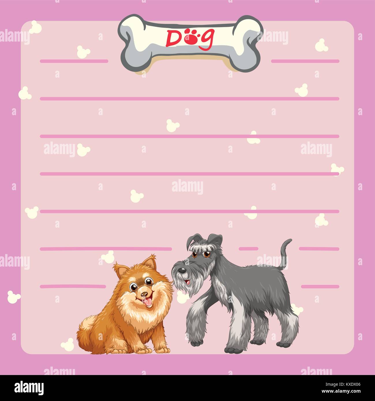 Paper template with two cute dogs illustration Stock Vector Image & Art ...