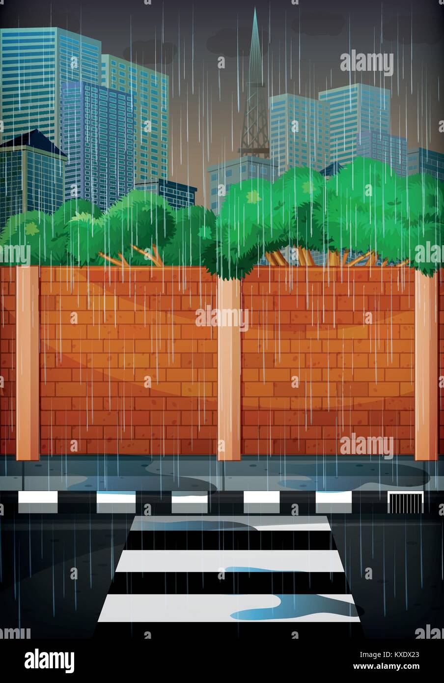 Town in the rain Stock Vector Images - Alamy