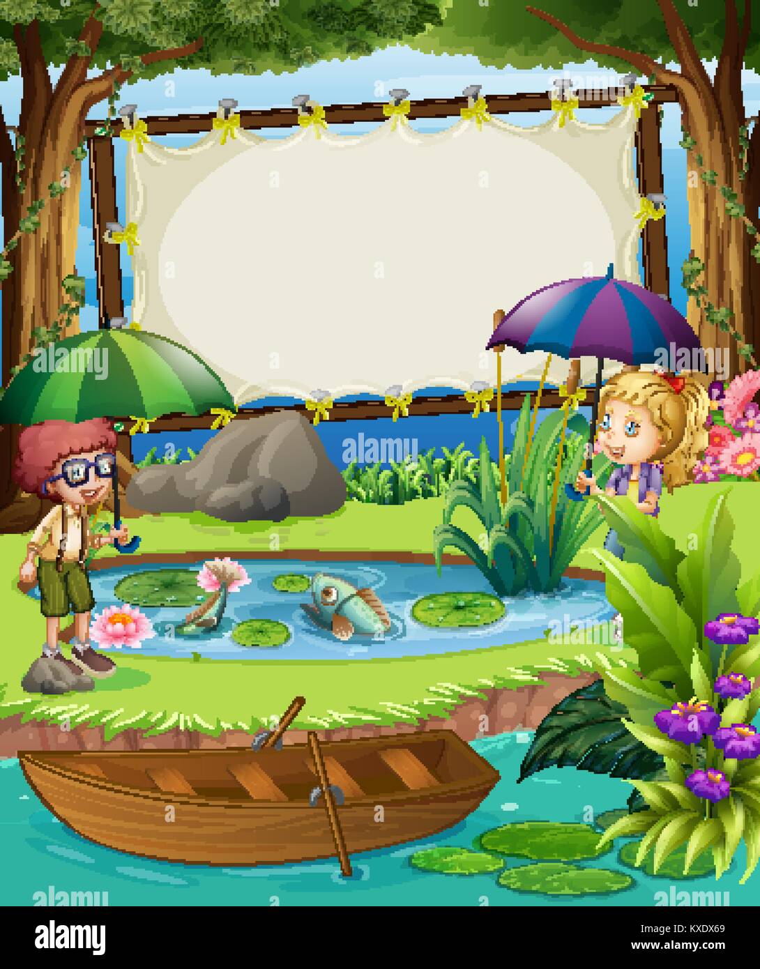 Pond Drawing For Kids