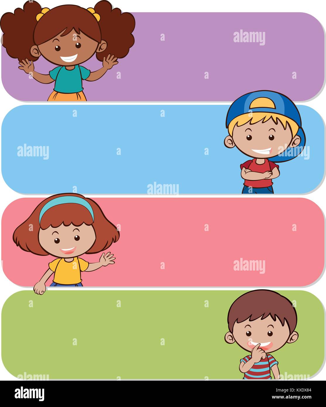 Four banners with happy kids illustration Stock Vector Image & Art - Alamy