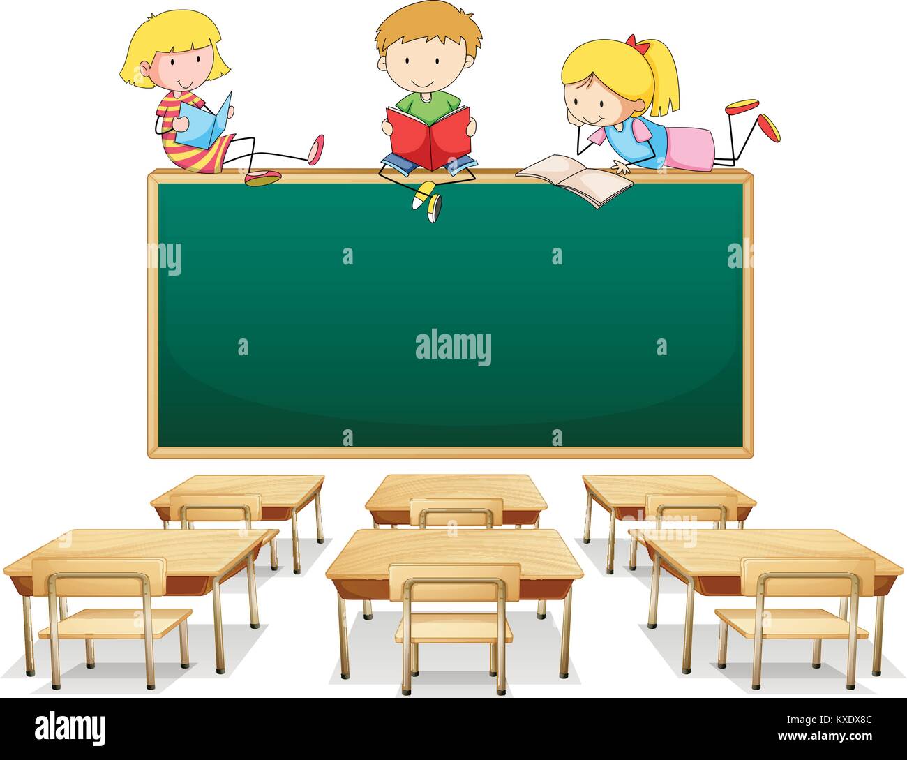 Three kids in the classroom illustration Stock Vector Image & Art - Alamy