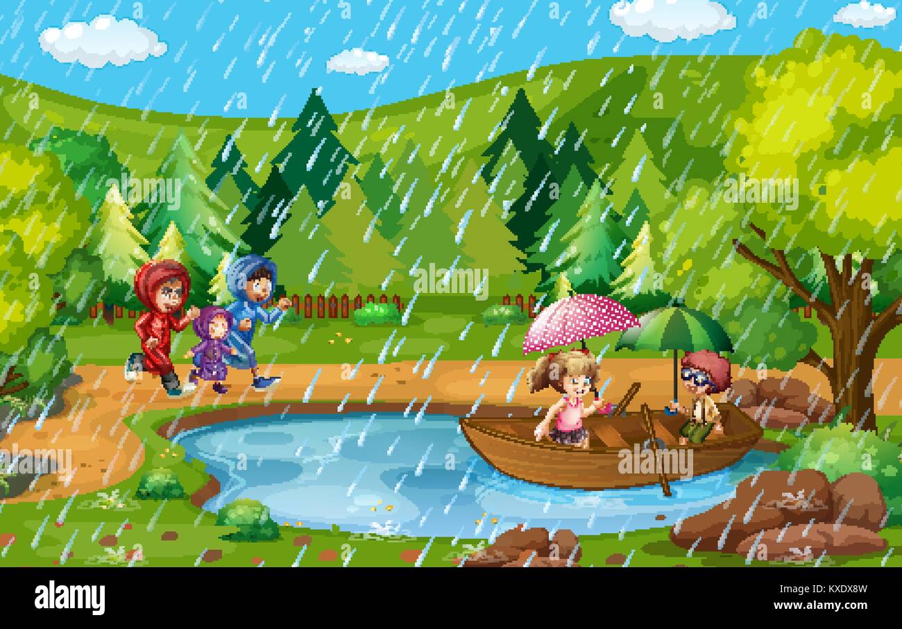 Pouring Rain Clipart For Kids
