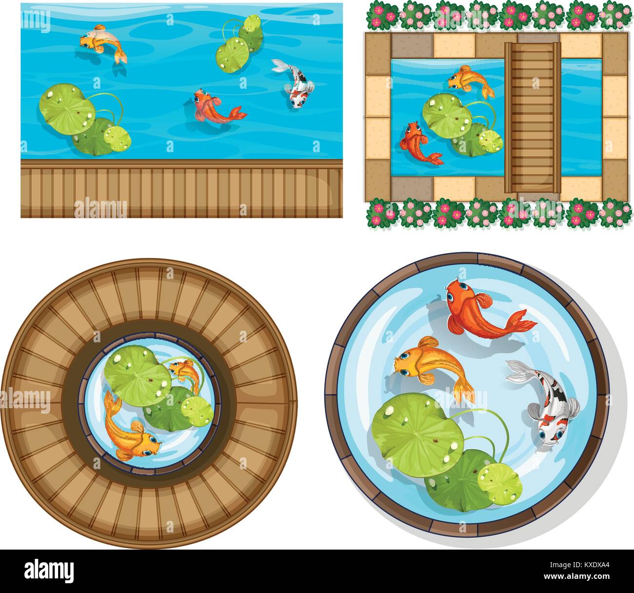 Different design of pool with fish illustration Stock Vector Image ...