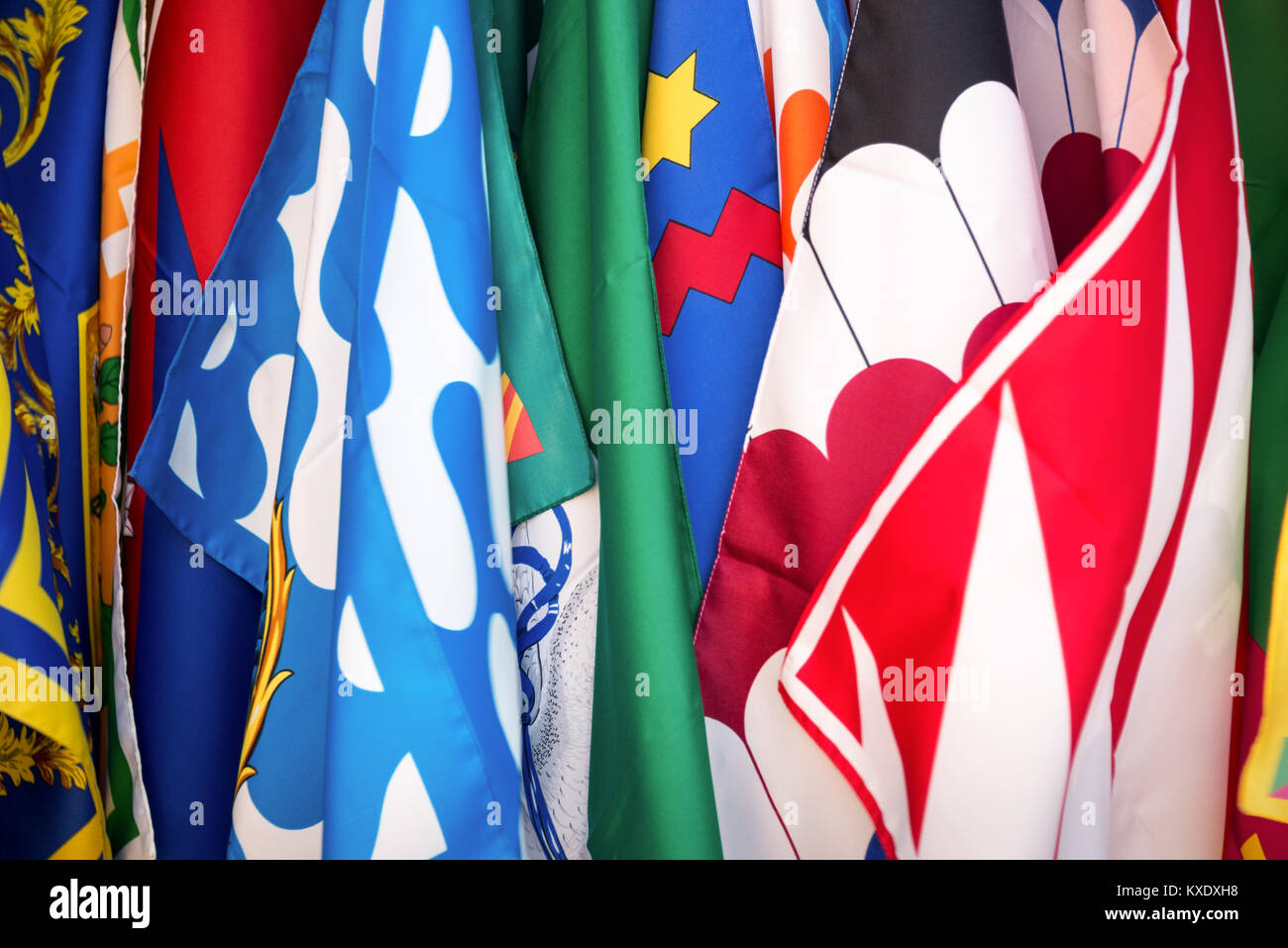 Flags Of The Contrade Of The Palio Of Siena High Resolution Stock ...