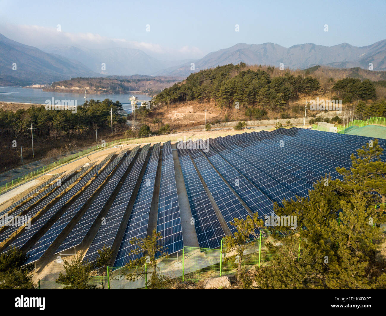 Solar panels in rural eastern South Korea Stock Photo - Alamy