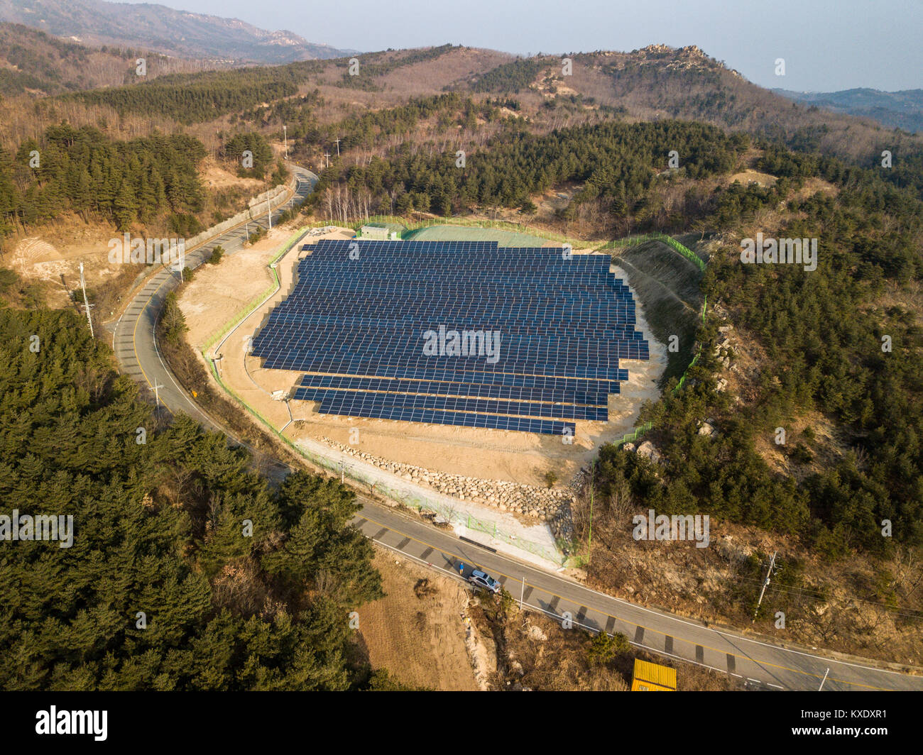 Solar panels in rural eastern South Korea Stock Photo - Alamy