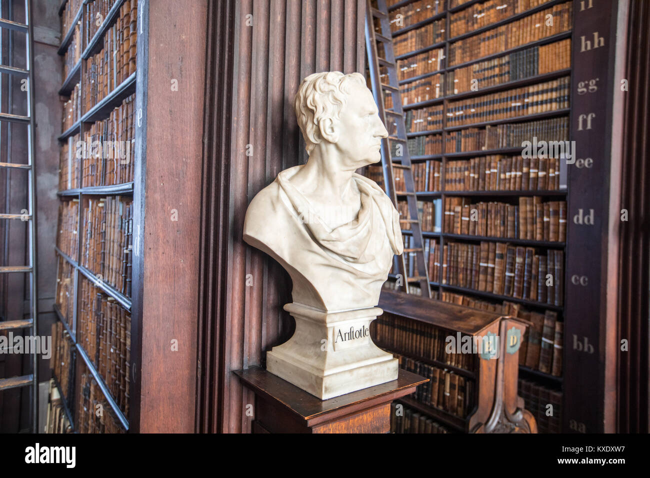 Sculpture of Aristotle, The Long Room, Trinity College Library, Dublin ...
