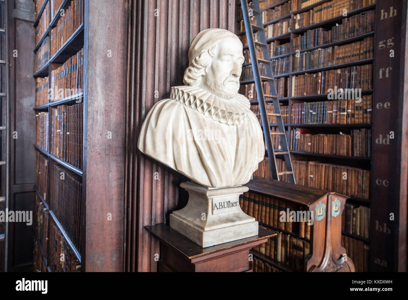 Sculpture of Archbishop James Ussher, The Long Room, Trinity College ...