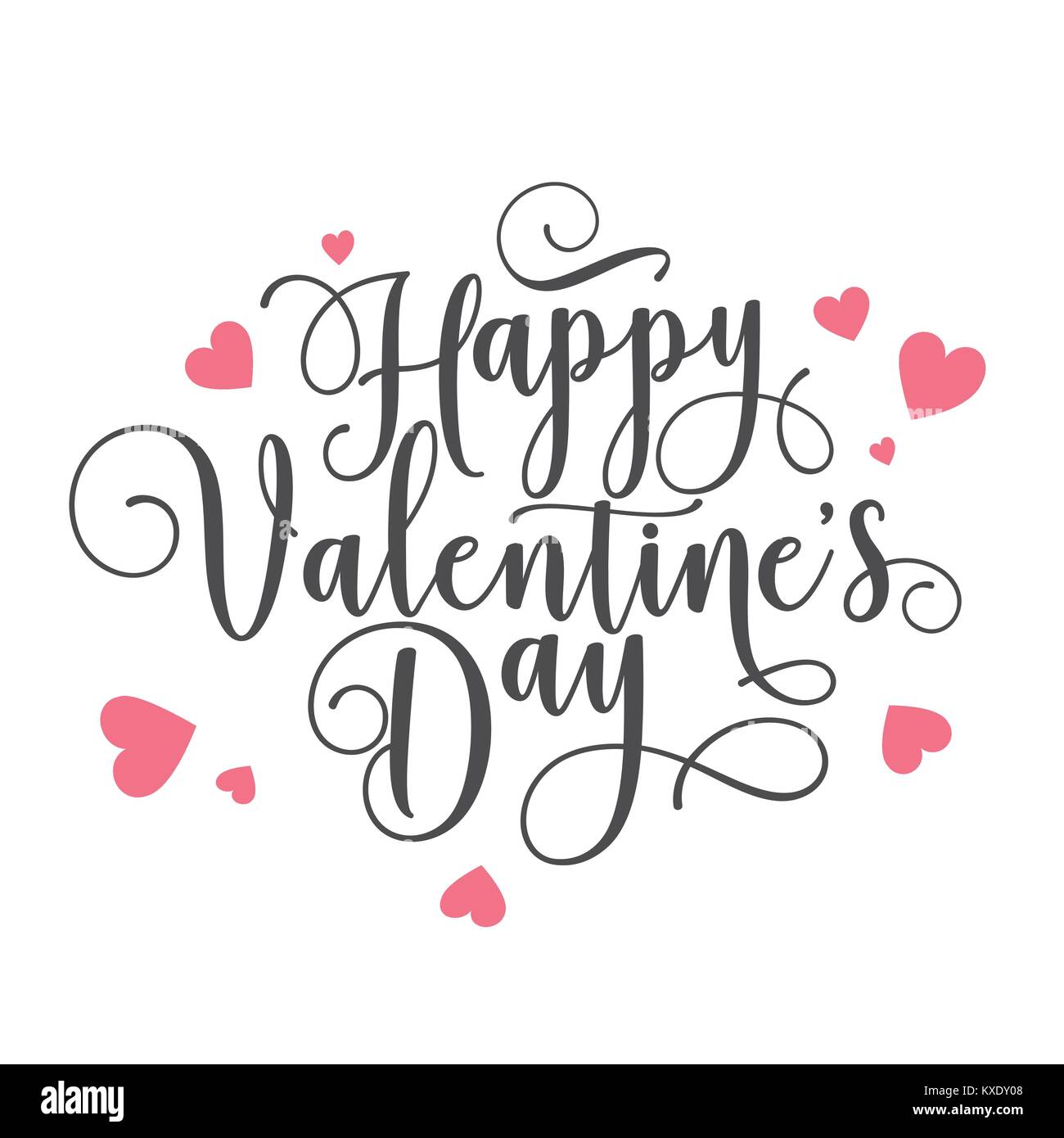 Valentines Day Oblique Lettering. Handwritten Romantic Greeting Card ...