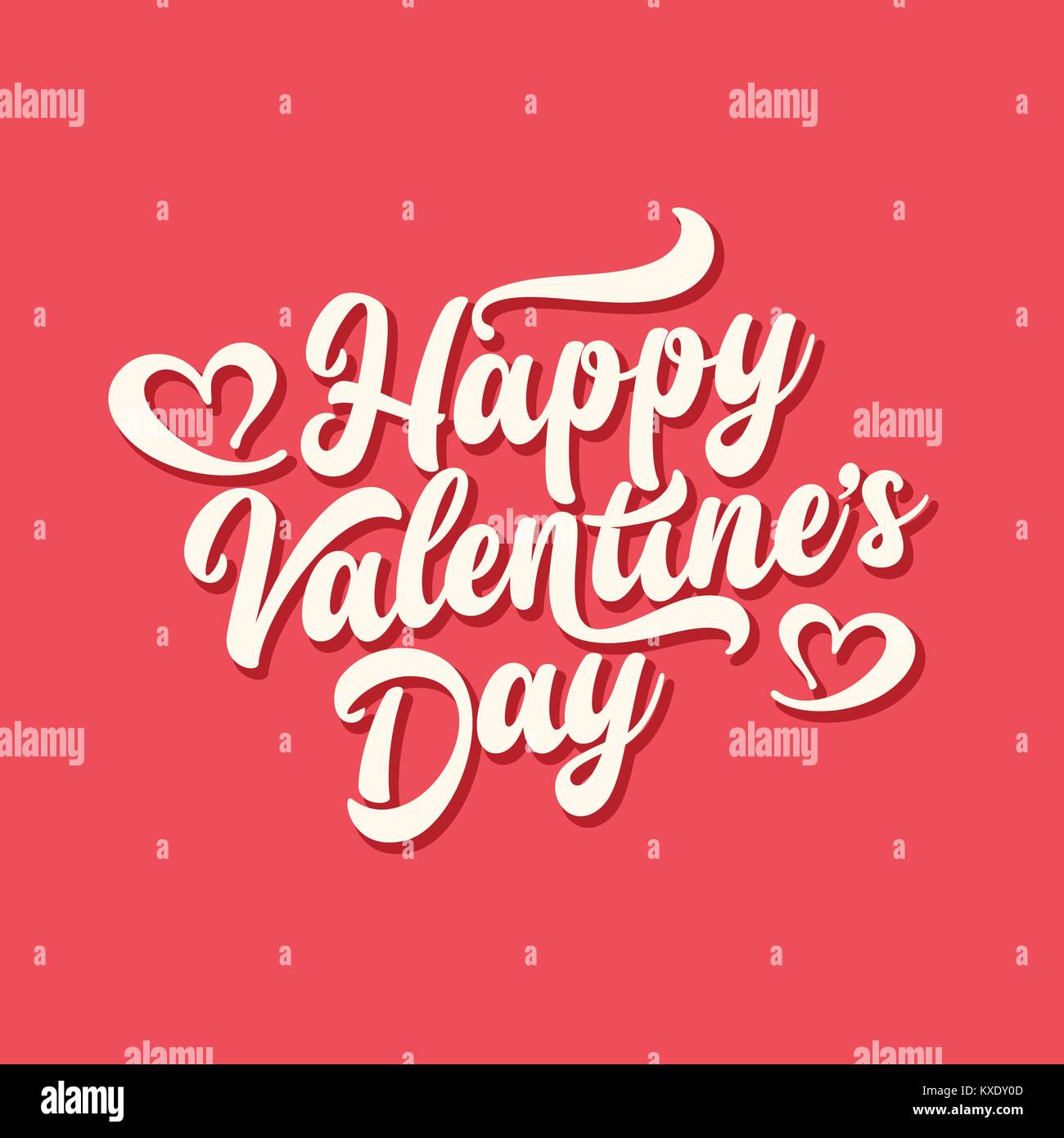 Valentines Day Oblique Lettering. Handwritten Romantic Greeting Card ...