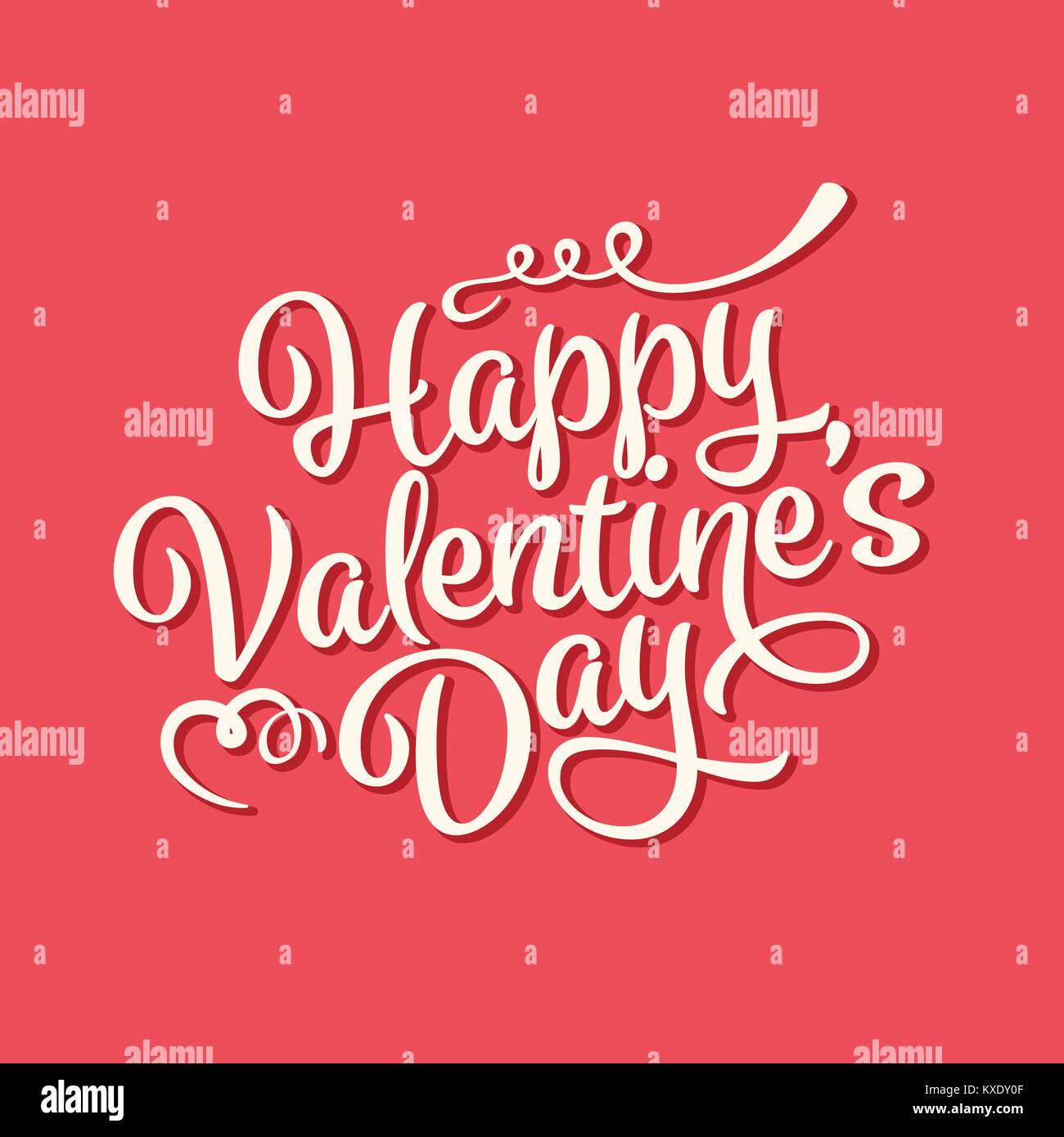 Valentines Day Oblique Lettering. Handwritten Romantic Greeting Card ...