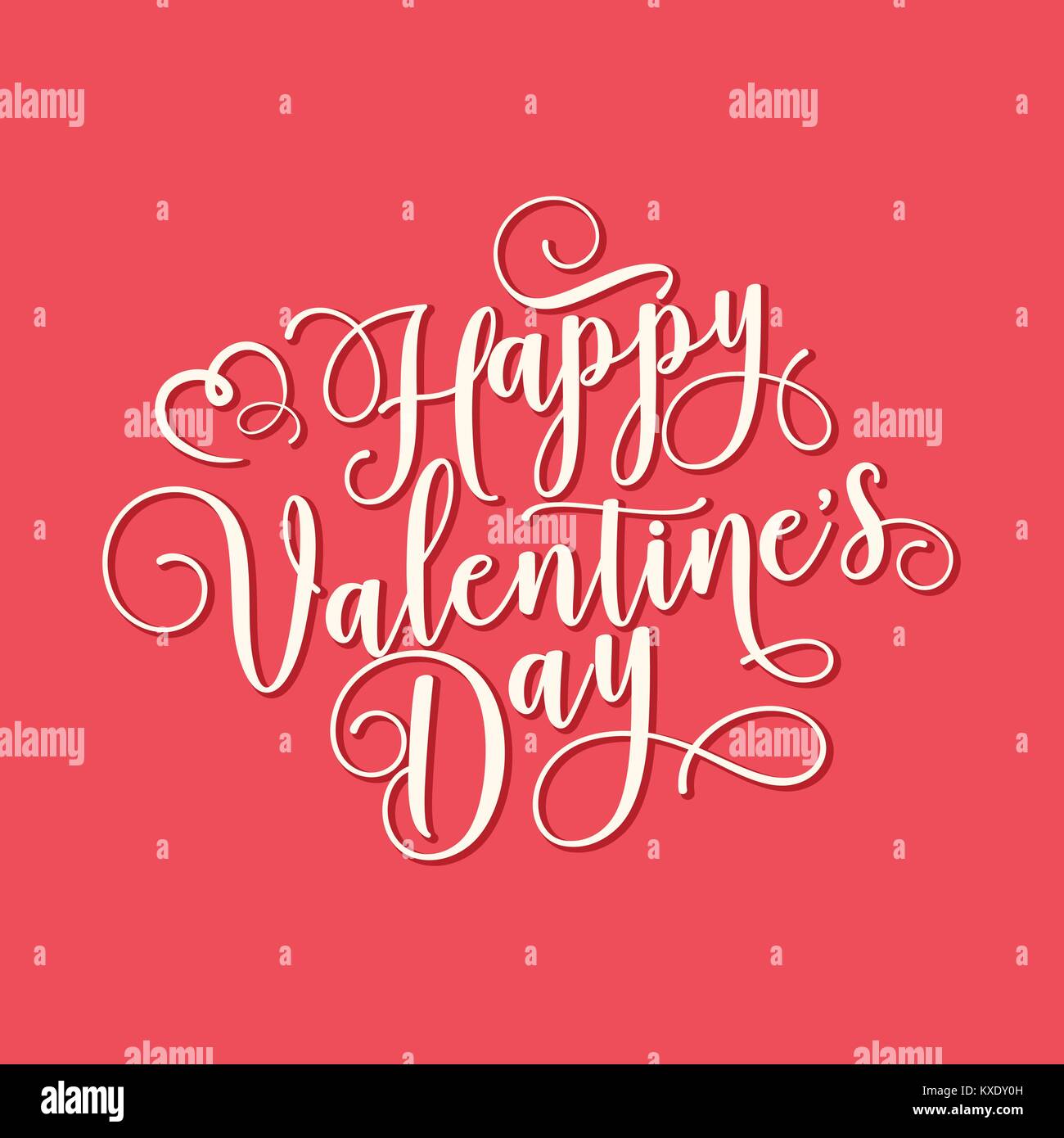 Valentines Day Oblique Lettering. Handwritten Romantic Greeting Card ...