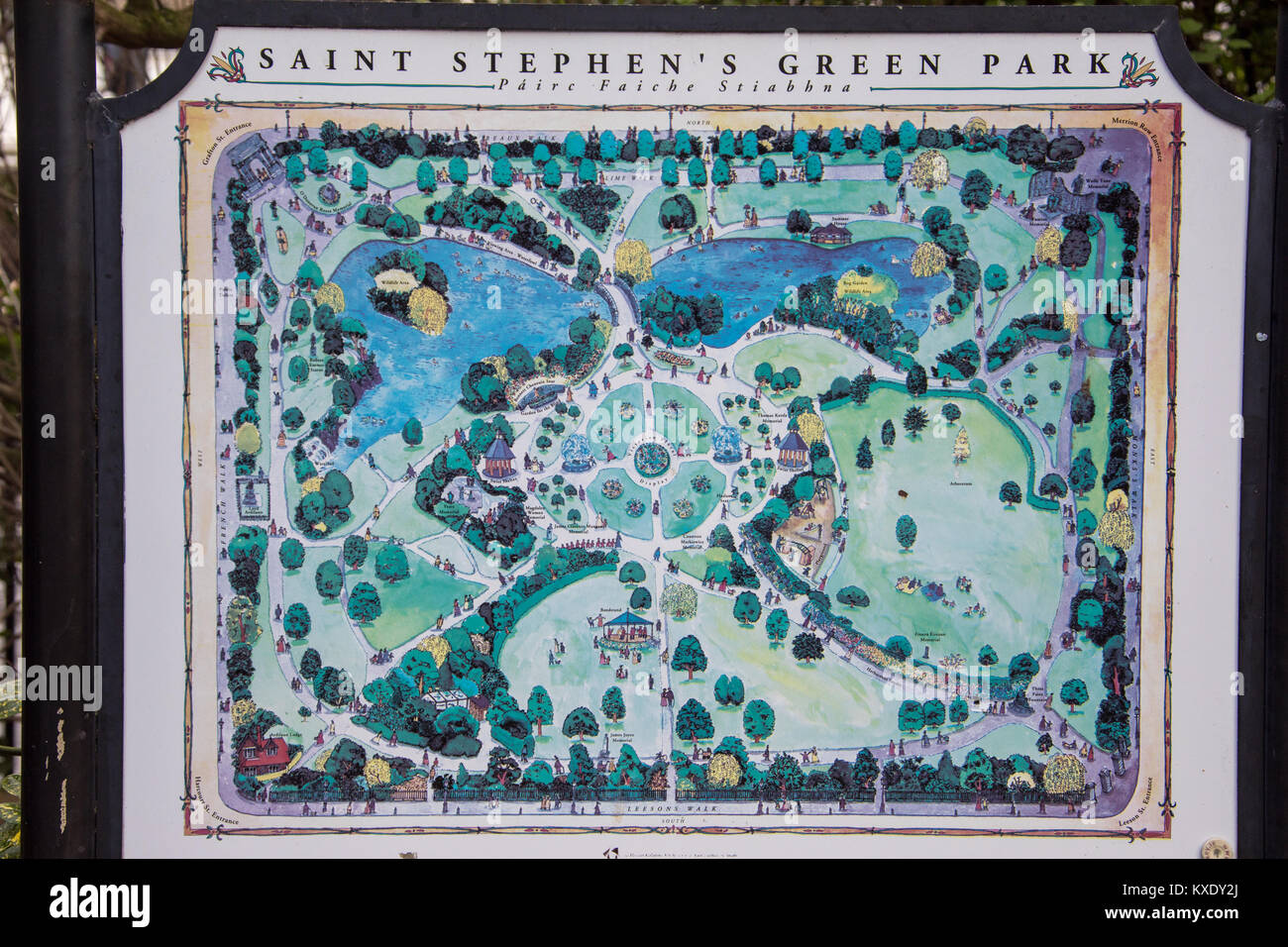 Map of the green in Saint Stephen's Green, Dublin, Ireland Stock Photo ...