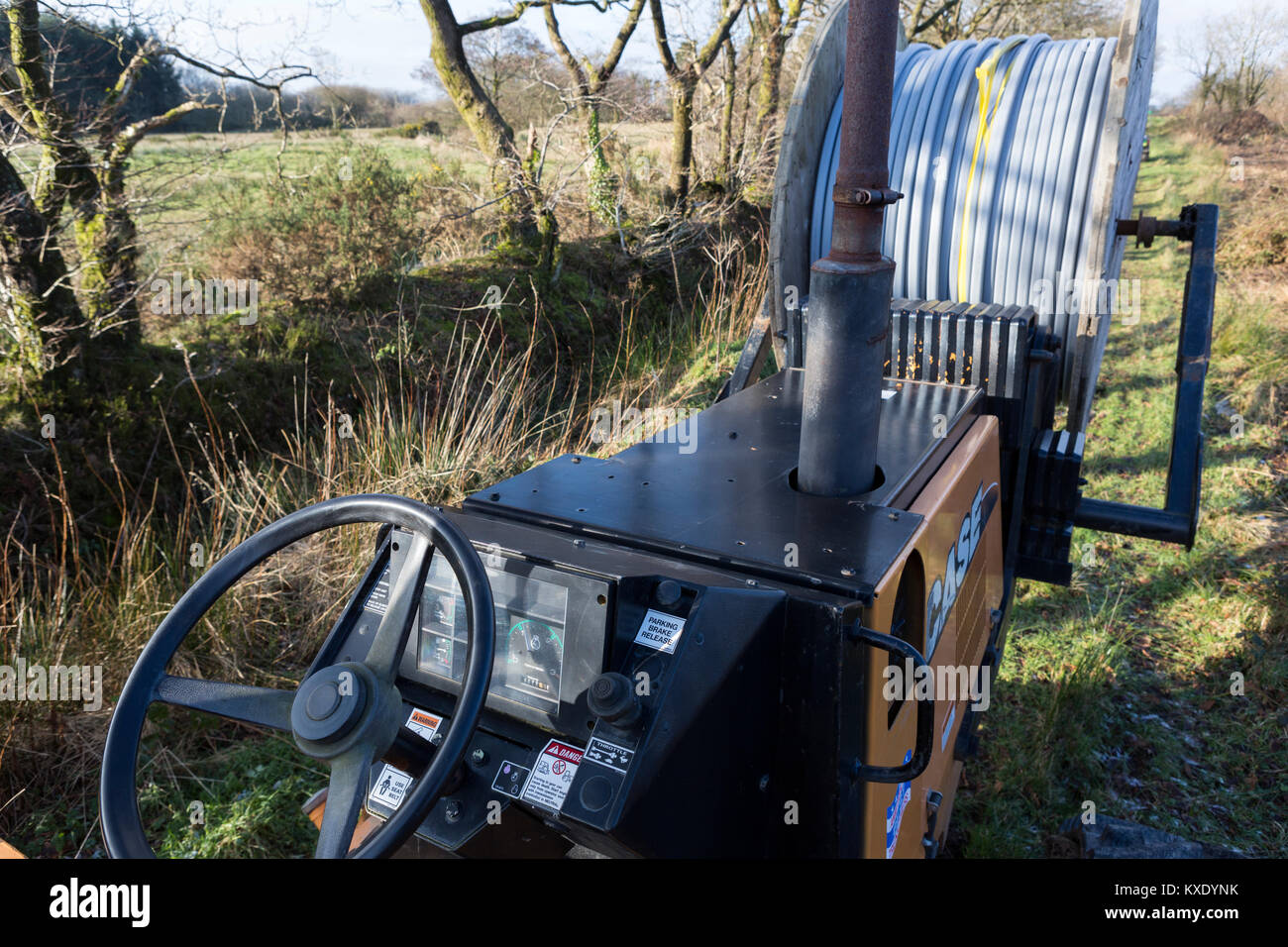 Case 960 Turbo cable laying trencher machine with spool of fibre-optic ...