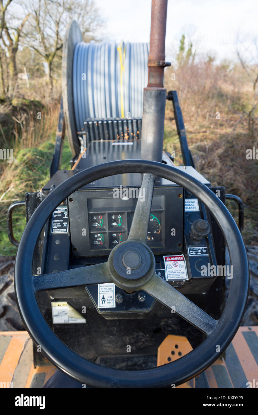 Case 960 Turbo cable laying trencher machine with spool of fibre-optic ...