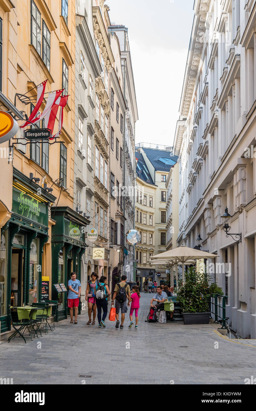 Vienna, Austria - August 17, 2017: Pedestrian commercial street in ...