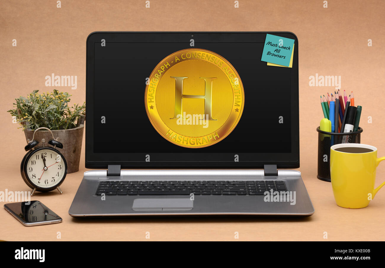 New Hashgraph Coin Design on Laptop screen Stock Photo - Alamy
