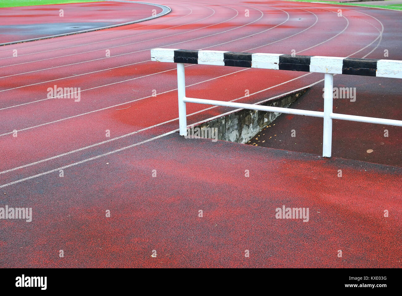Numbered running track at the stadium. For sports and exercise, dieting ...