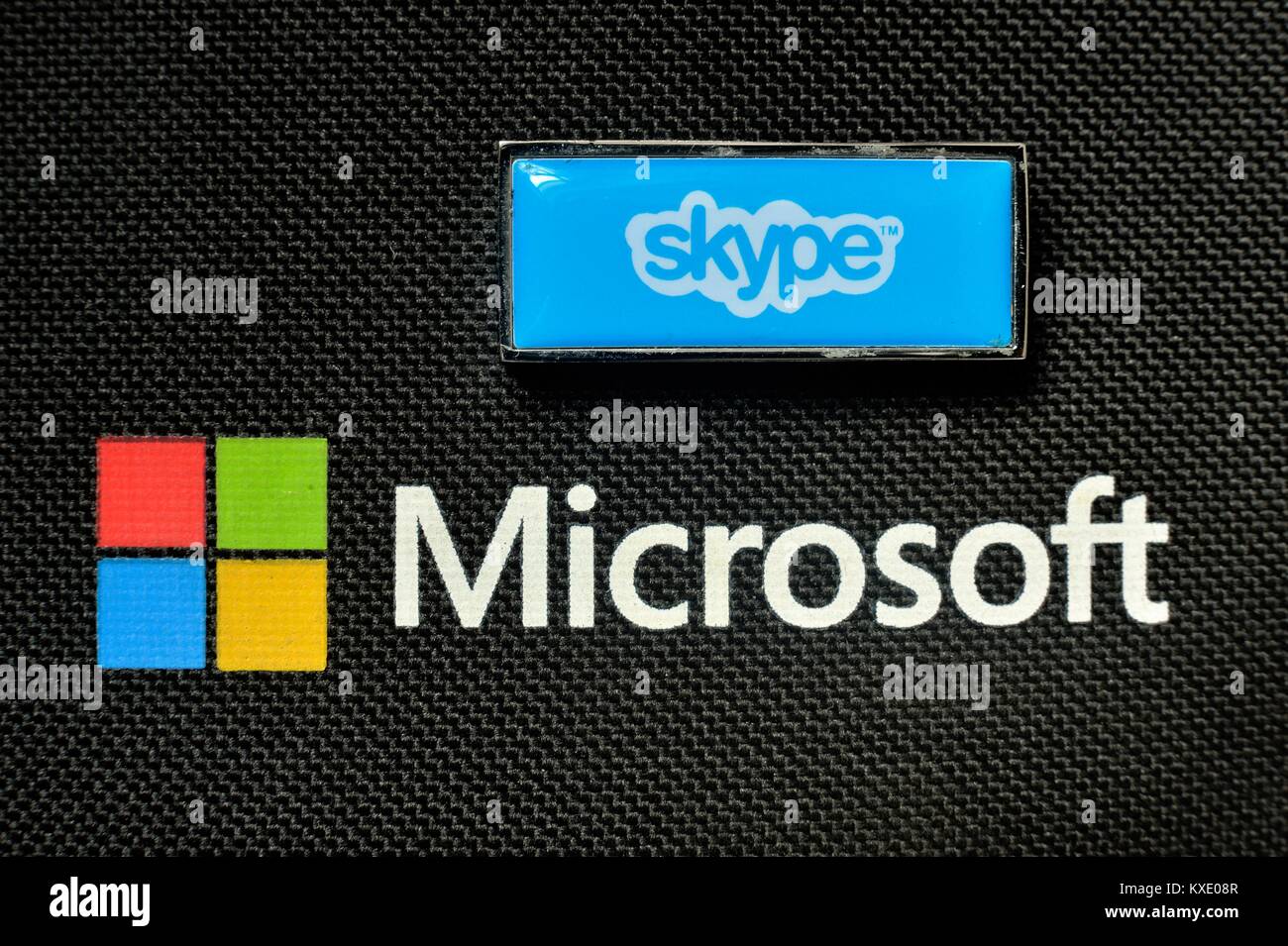 Skype and Microsoft logos Stock Photo - Alamy