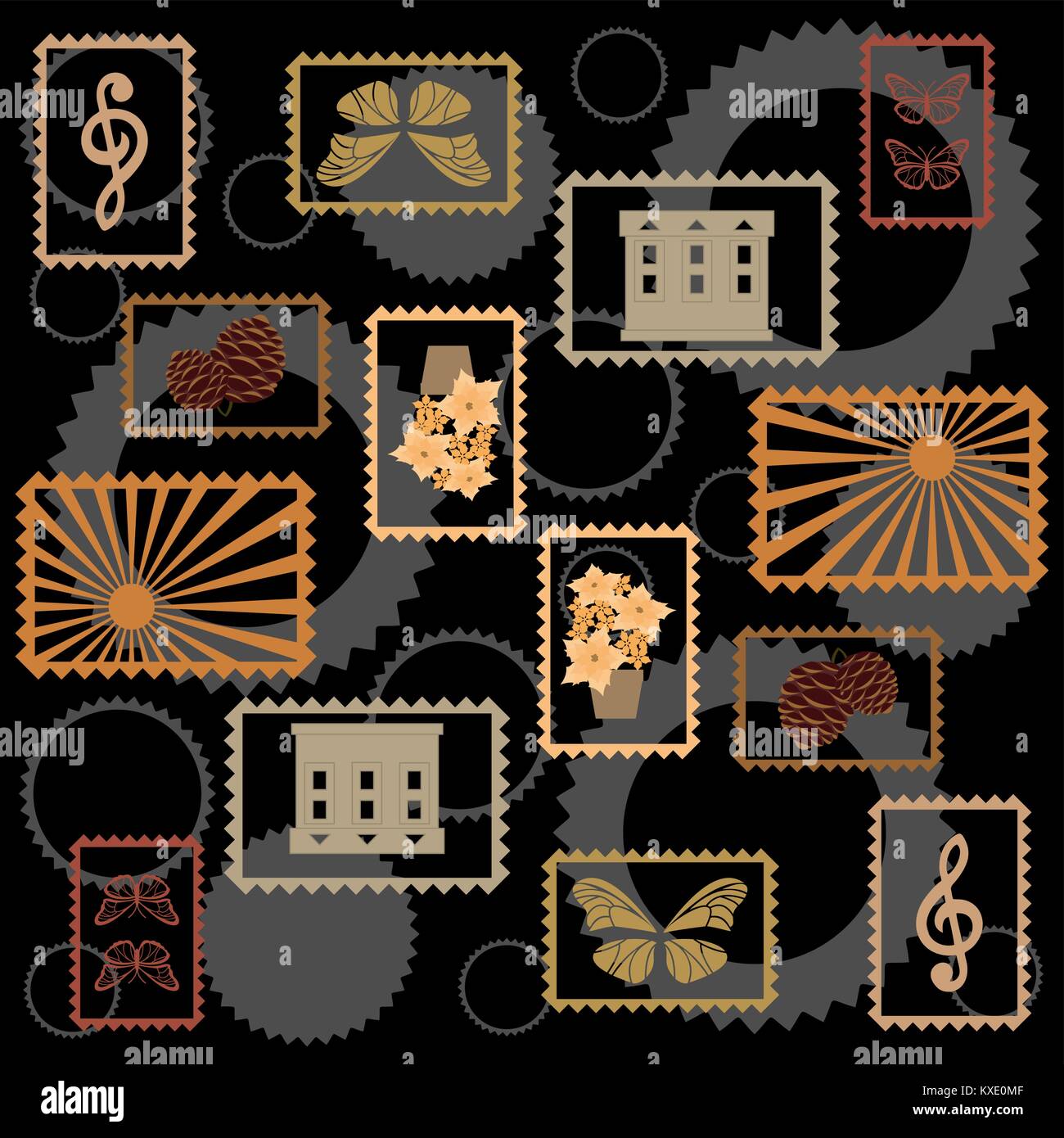 Background with multi-colored postage stamps Stock Vector Image & Art ...