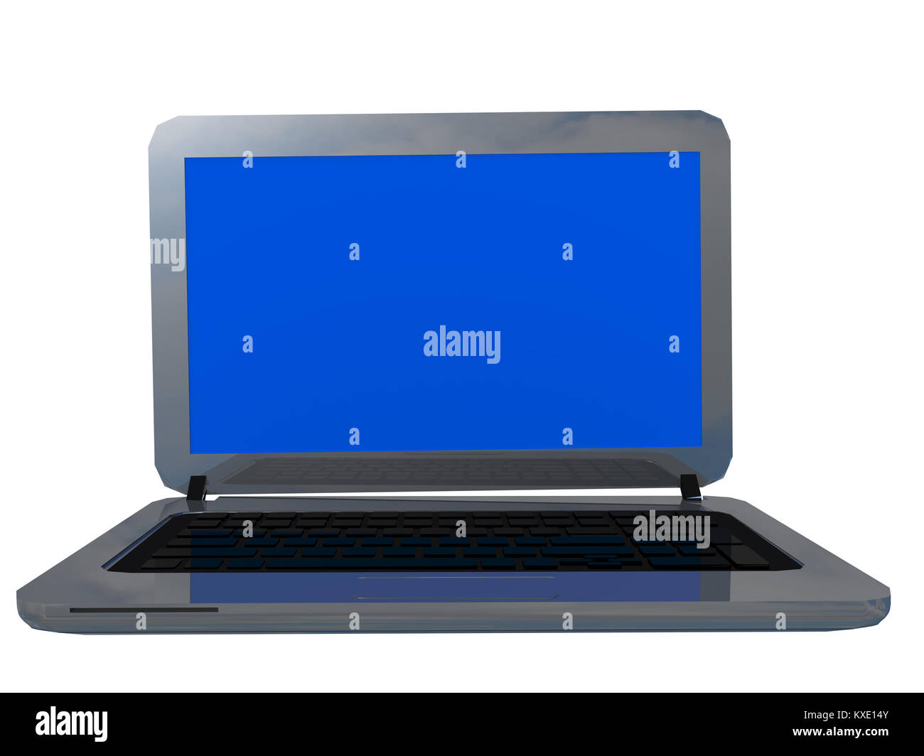 laptop empty isolated blue screen silver color - 3d rendering Stock ...