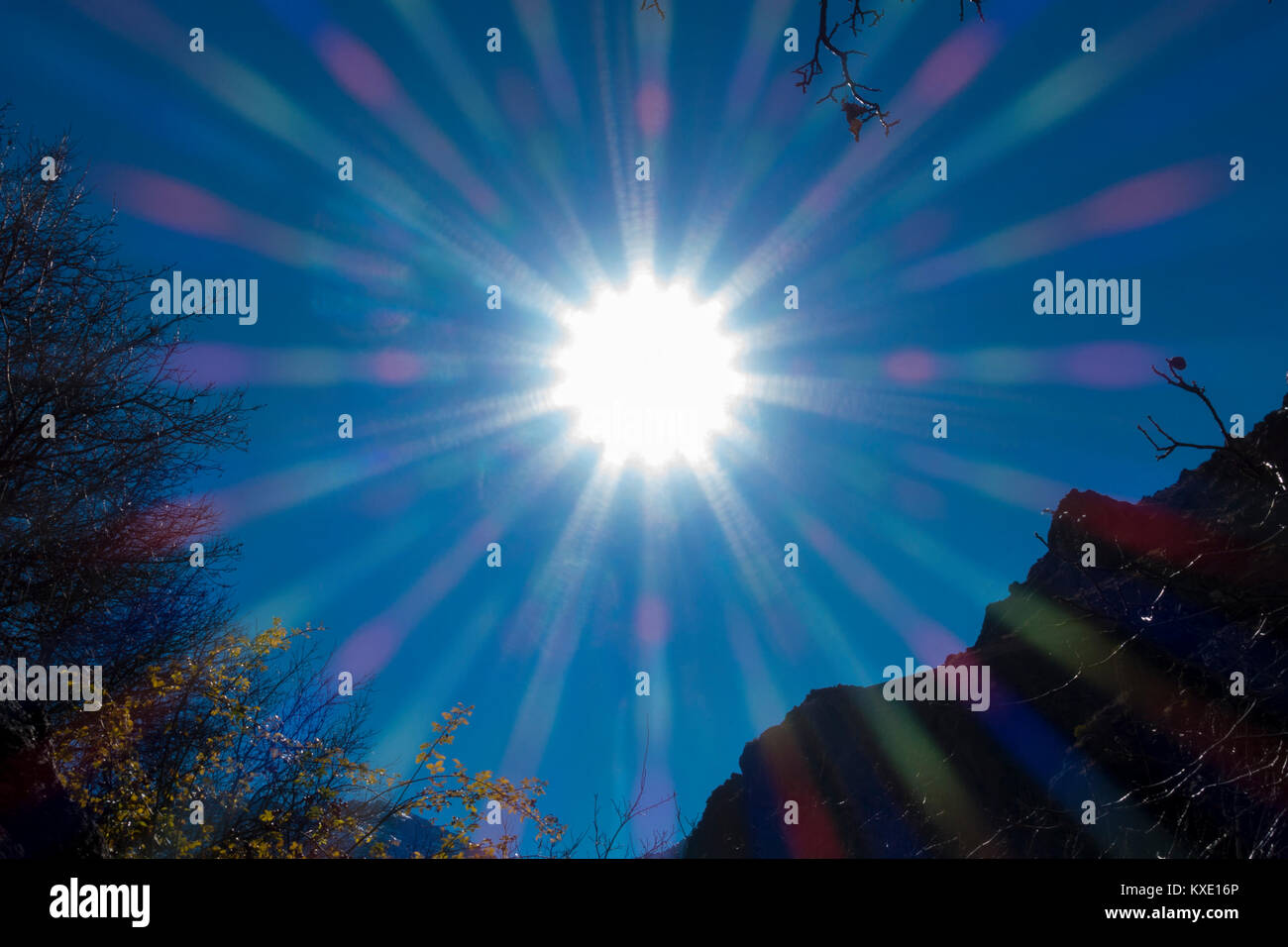 The sun shines onto a valley in Morocco Stock Photo - Alamy